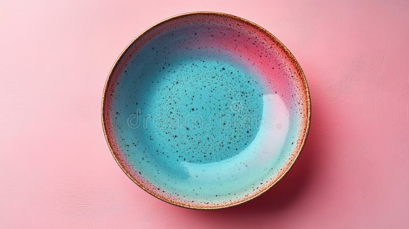 Ceramic Bowl with Gradient Blue and Pink Glaze on Pink Background Stock ...