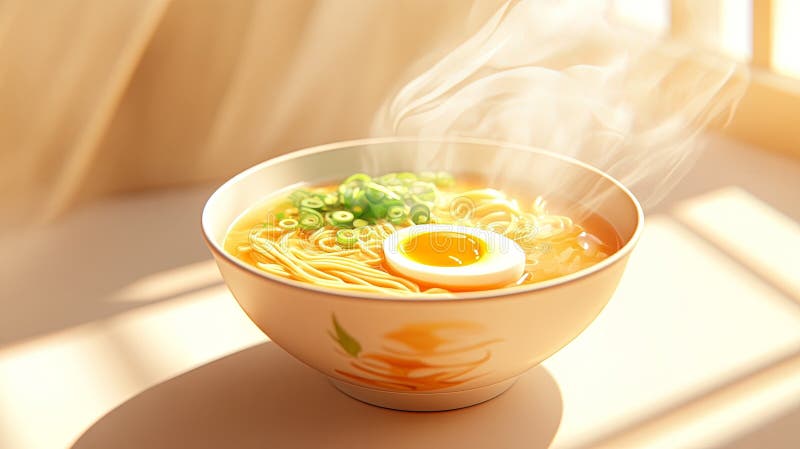 Ceramic Bowl Steaming Ramen Boiled Egg Spring Onions Stock Photos ...