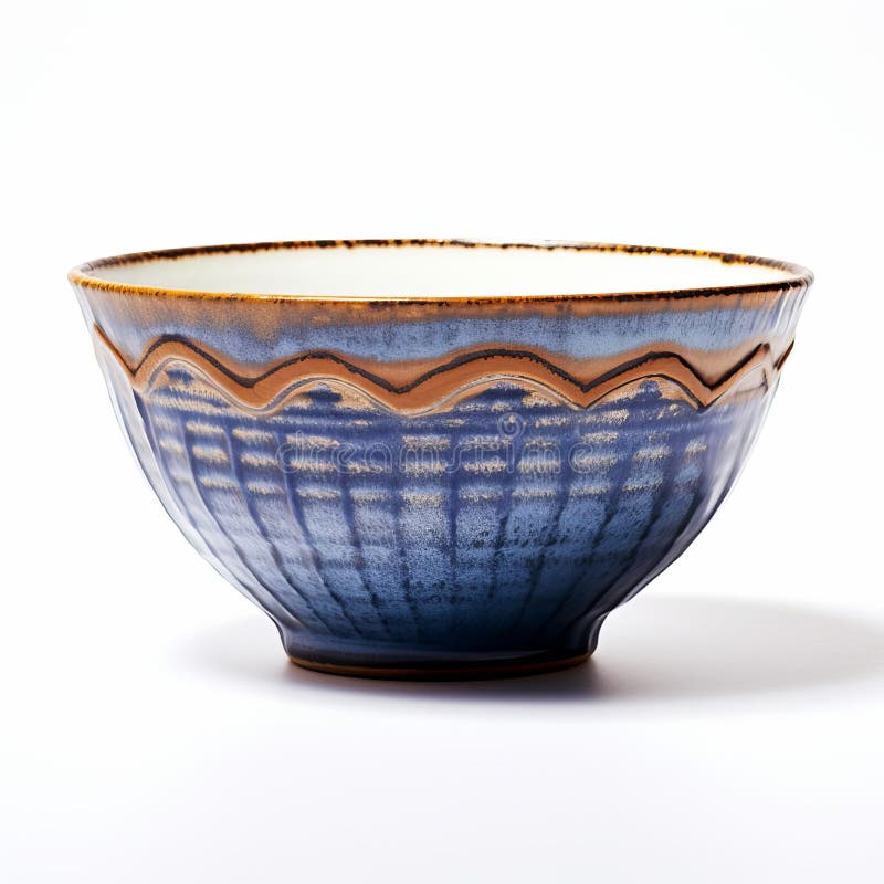 Ceramic Bowl with Wavy Pattern on White Background Stock Illustration ...