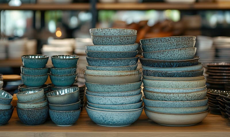 Ceramic Bowls and Plates Display in Modern Kitchenware Store with ...
