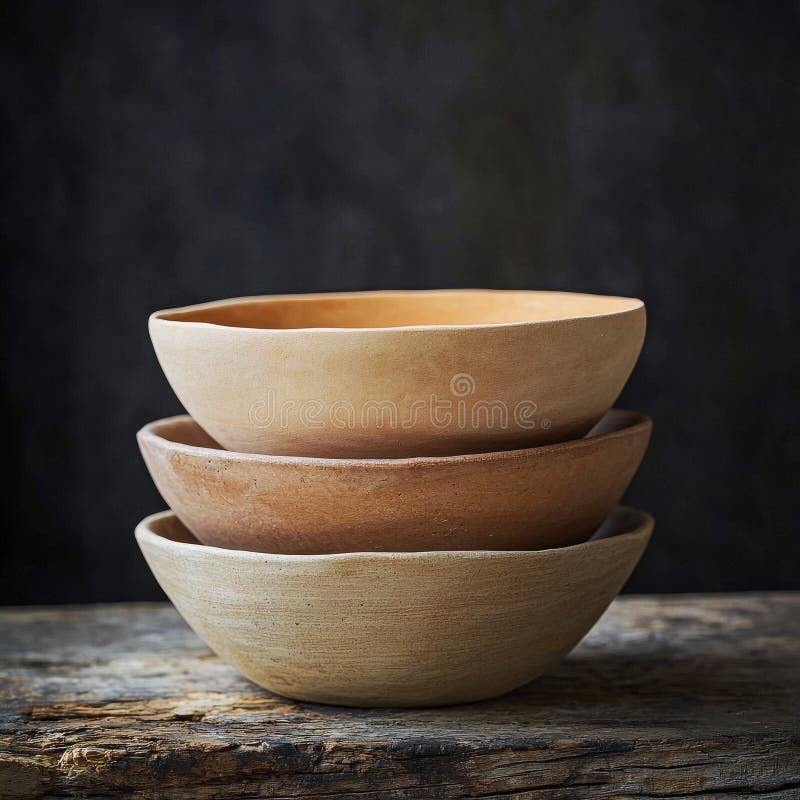 Ceramic Bowls with Speckled Texture on Gray Surfaces Stock Image ...