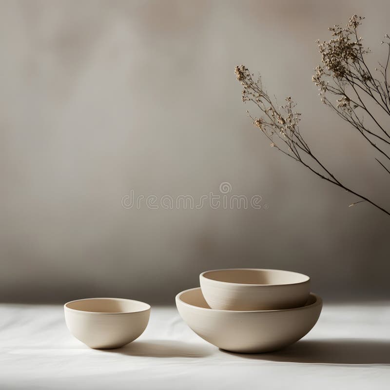 Ceramic Bowls on the Window Sill in the Morning Light. Stock Image ...