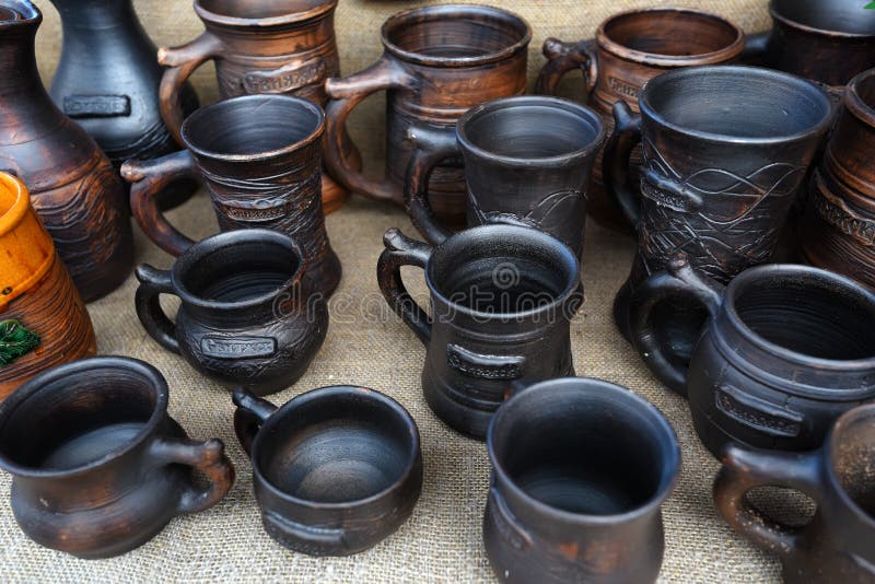 Ceramic Brown Handmade Pottery Stock Image - Image of dishware, natural ...