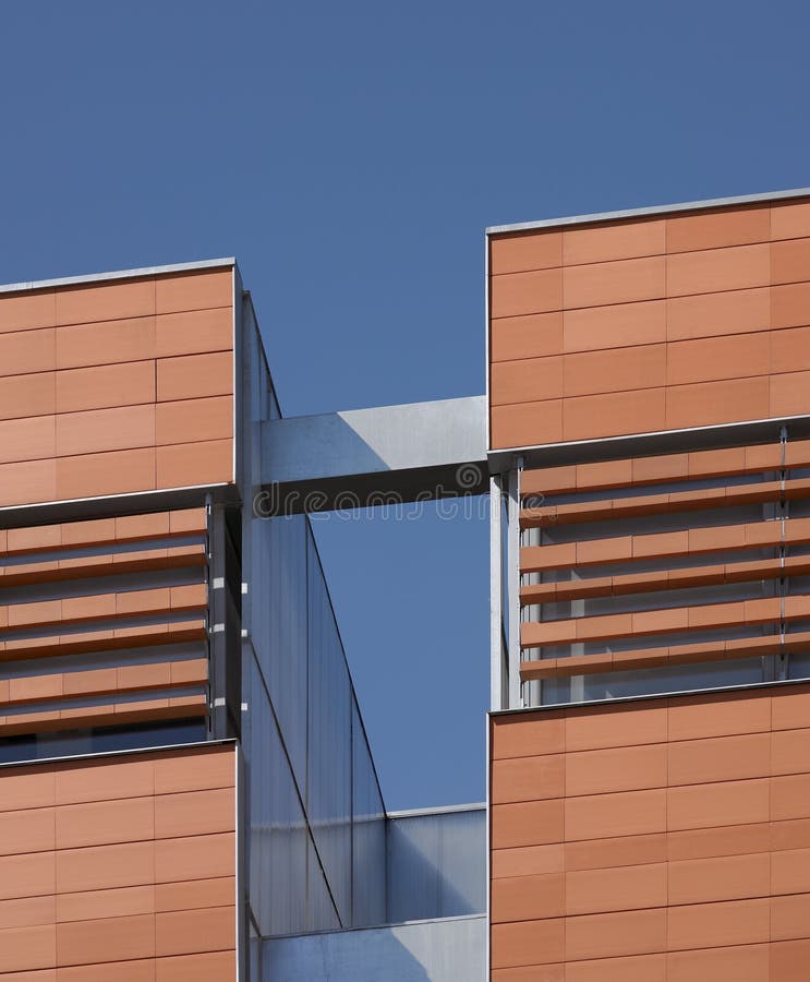Ceramic Building Facade with Metallic Parts. Stock Image - Image of ...