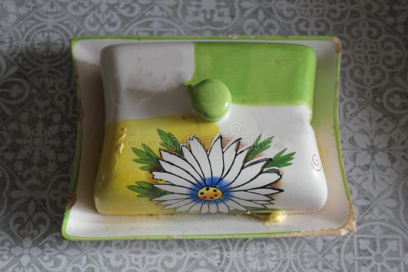 Butter in a Container Over a Marble Counter Stock Image - Image of ...