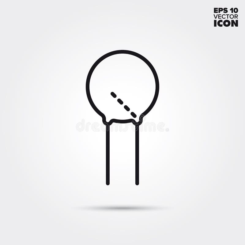 Ceramic Capacitor Vector Line Icon Stock Vector - Illustration of ...
