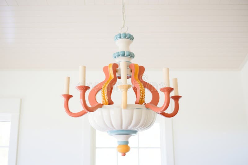 A Ceramic Chandelier Hanging from a White Ceiling Stock Photo - Image ...