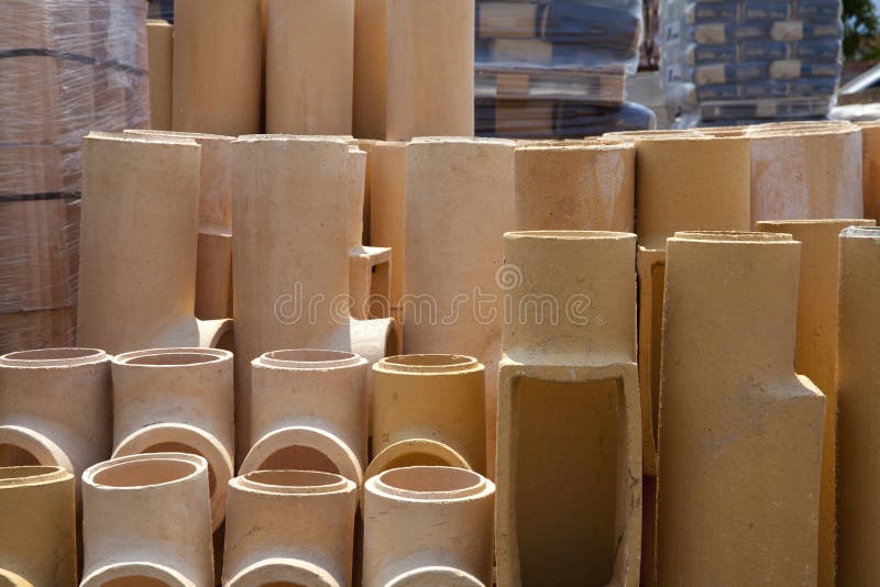 Ceramic chimney parts stock photo. Image of window, fragment - 190972594
