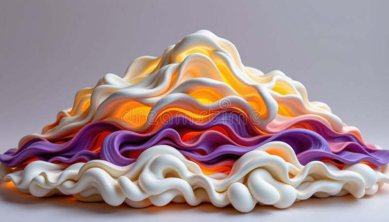 Ceramic Cloud Fractals Stacked with Radiant Edge Lighting, Fluid ...