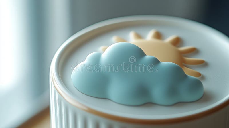 Ceramic Cloud and Sun Decoration on a Surface. Stock Image - Image of ...