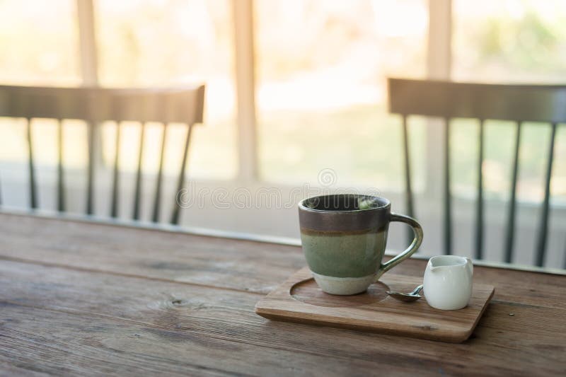 Ceramic Coffee Cup on Wood Table Stock Photo - Image of taste, smell ...