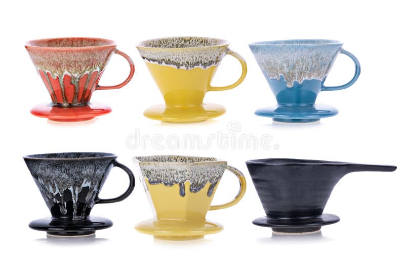 Ceramic Coffee Filter Mug Isolated on White Stock Photo - Image of ...