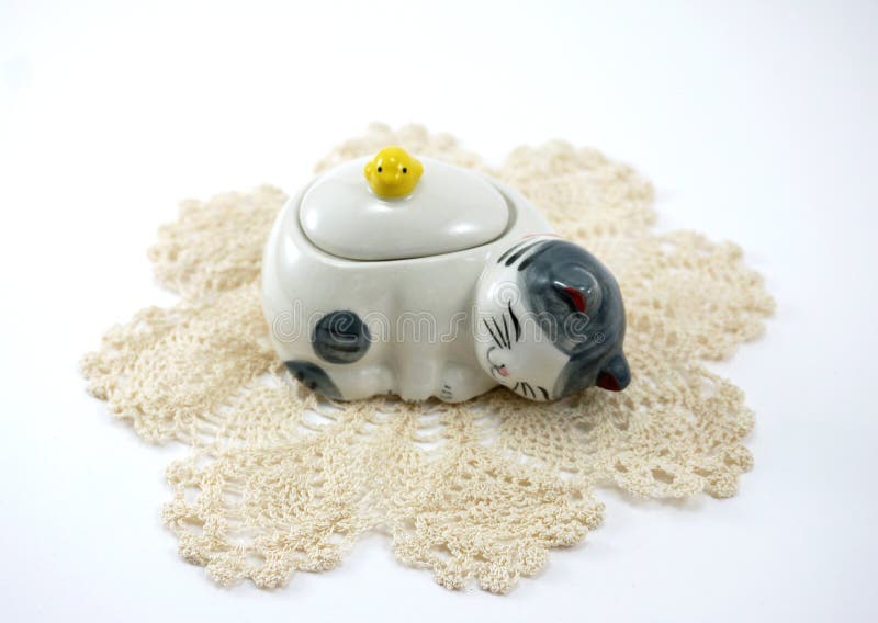 Ceramic Container in Sleeping Cat Form Stock Image - Image of kitten ...