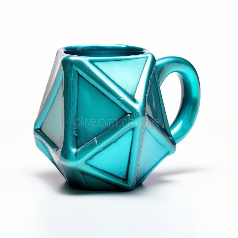 Turquoise Metal Pyramid Mug with Cubist Faceting Stock Illustration ...