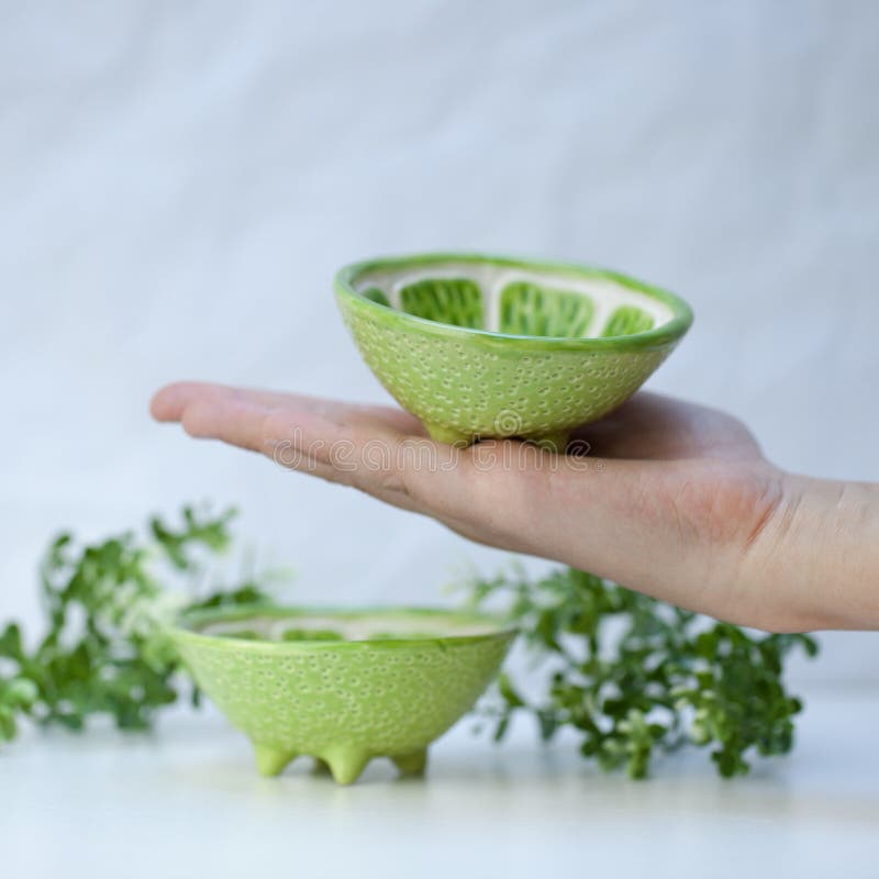 Ceramic Cup in the Form of Half a Lime. Stock Photo - Image of lime ...