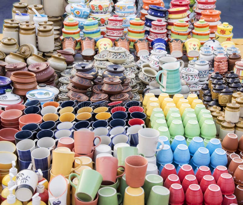 Ceramic cups on sale stock photo. Image of containers - 51066168