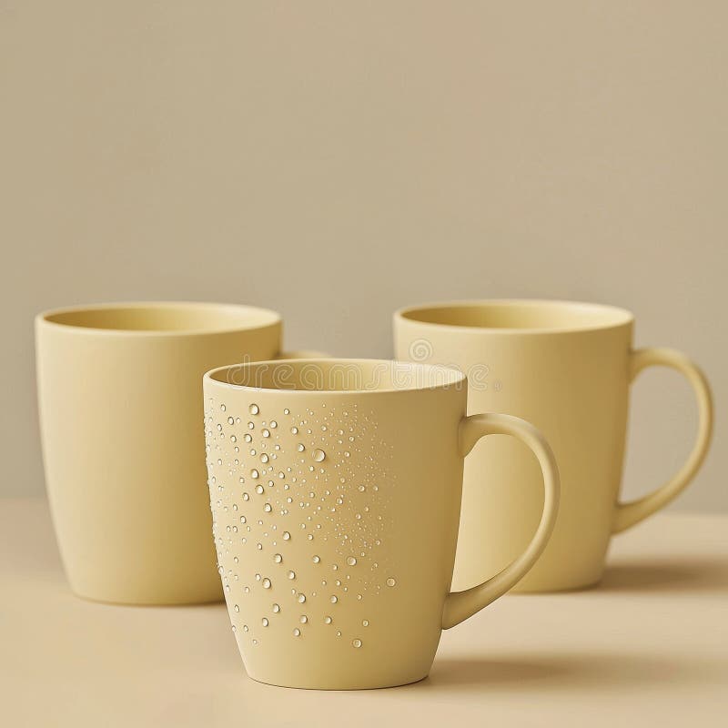 Ceramic Cups with Water Drops on a Sandy Surface Stock Photo - Image of ...