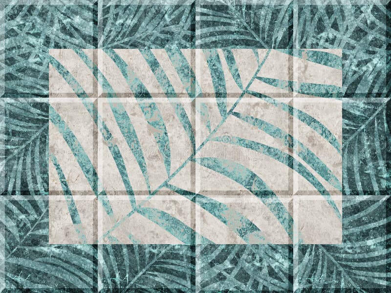 Ceramic Decorative Tiles with Tropical Leaves Pattern. Element for ...