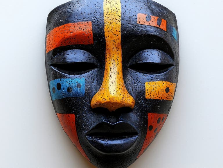 Ceramic Decorative Wall Mask Features Bold Colors and Abstract Patterns ...