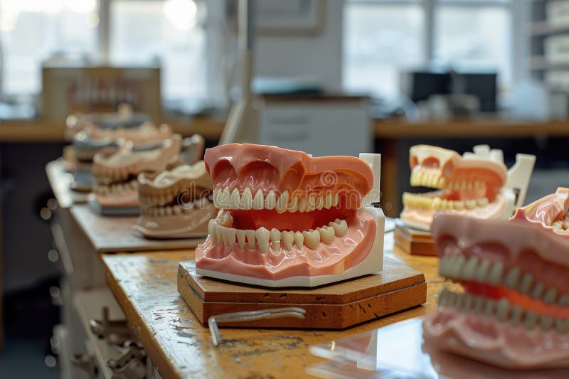 Ceramic Denture Set in Lab Display Stock Illustration - Illustration of ...