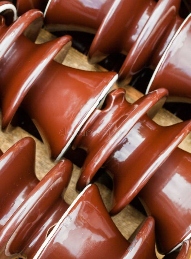 Ceramic disc insulators stock image. Image of line, network - 265104511