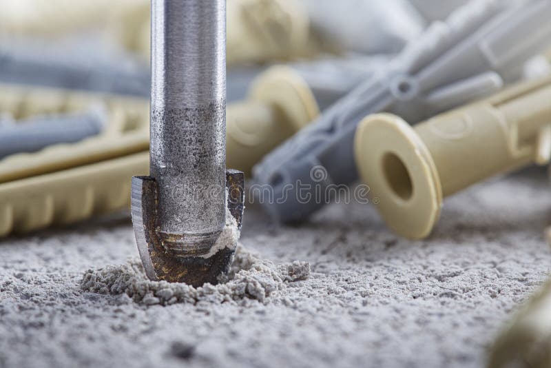 Ceramic Drill Bit Make Holes in Concrete Wall with Industrial Drill ...