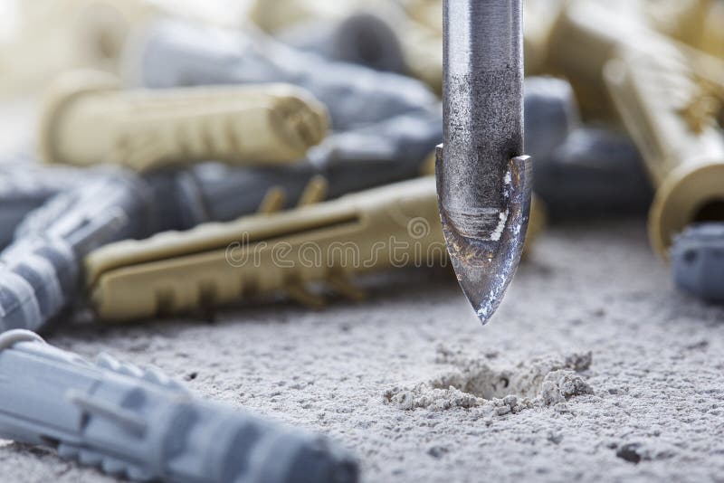 Ceramic Drill Bit Make Holes in Concrete Wall with Industrial Drill ...