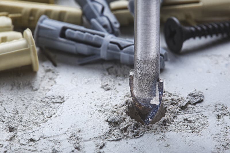Ceramic Drill Bit Make Holes in Concrete Wall with Industrial Drill ...