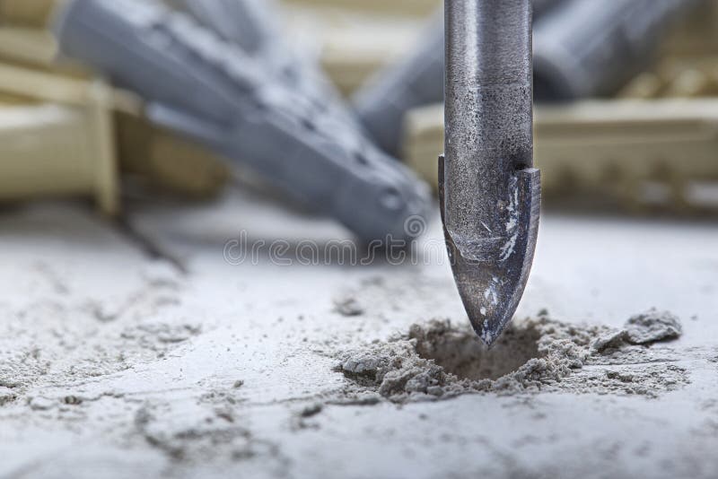 Ceramic Drill Bit Make Holes in Concrete Wall with Industrial Drill ...