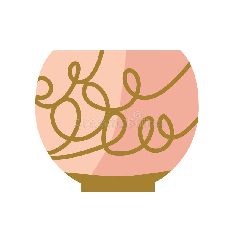 Ceramic Empty Pink Flower Pot with Pattern Stock Vector - Illustration ...