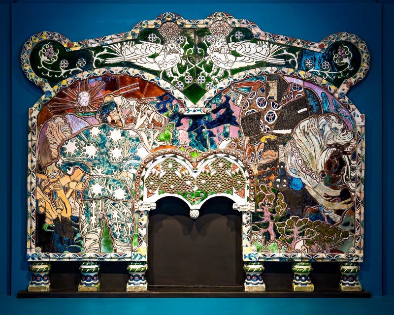 Ceramic Facing of Fireplace Stock Image - Image of intricate, inspired ...