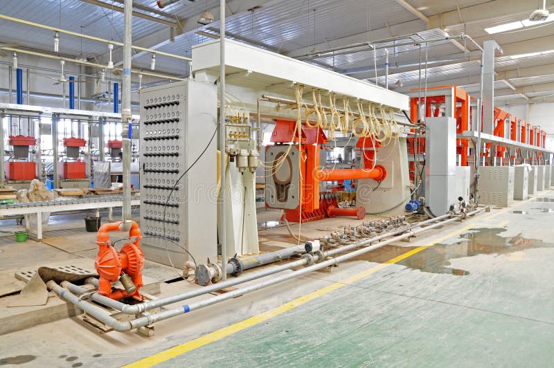 Ceramic factory equipment stock image. Image of automatic - 220292067