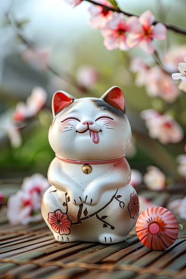 Ceramic Figurine of a Cat in Chinese Style Stock Illustration ...