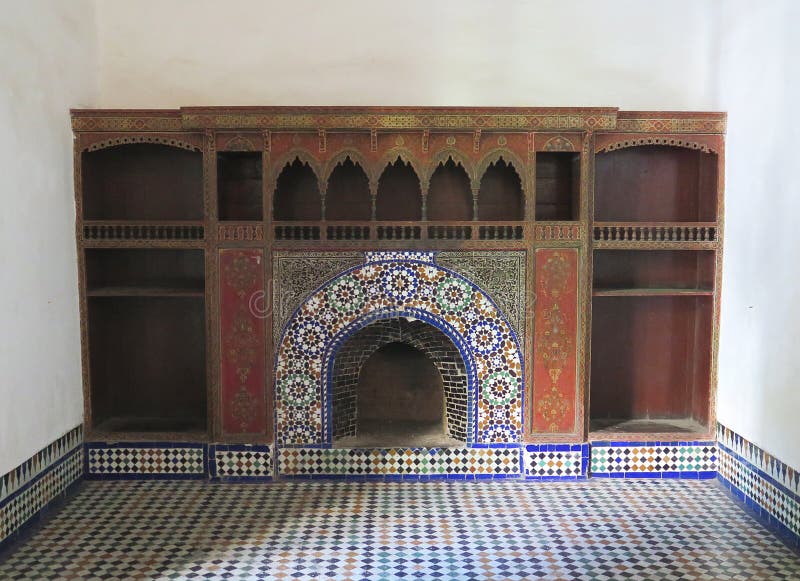 Ceramic Fireplace Inside a Mansion in Morocco Stock Image - Image of ...