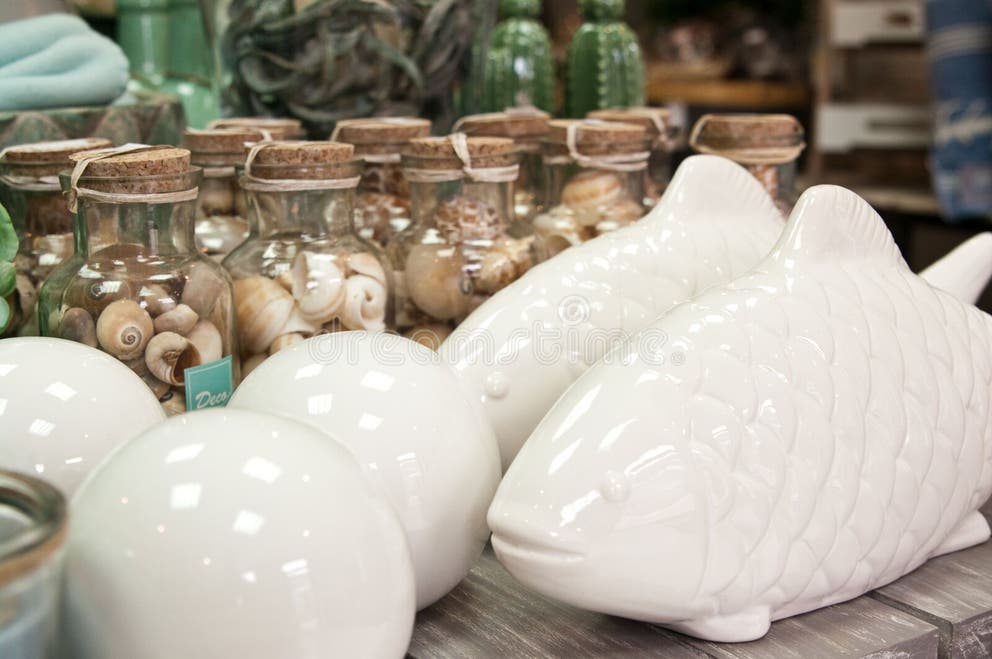 Ceramic Fish and Shells, Home Decorations Stock Photo - Image of fish ...