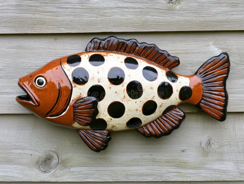 Ceramic Fish Wall Art with Polka Dots Stock Illustration - Illustration ...