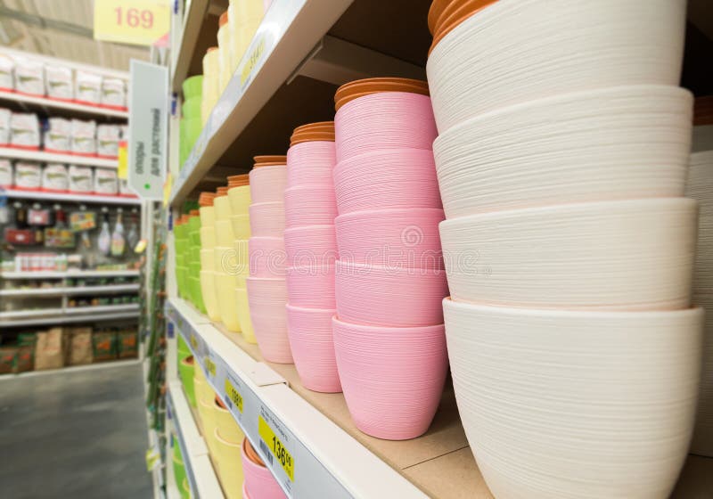 Ceramic Flower Pots at the Shop Stock Image - Image of antique ...