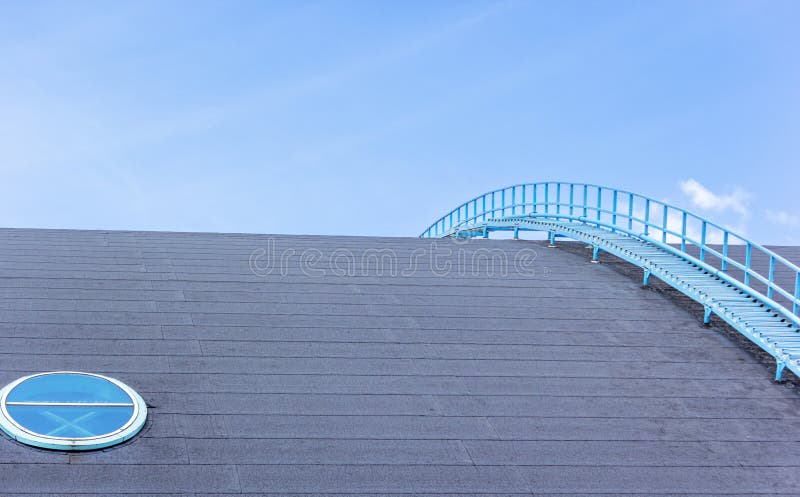 Ceramic Grey Roof Covering with Window and Stairs Stock Photo - Image ...