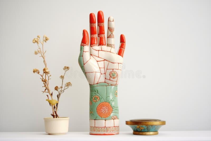 A Ceramic Hand Model Illustrating Acupuncture Points Stock Photo ...