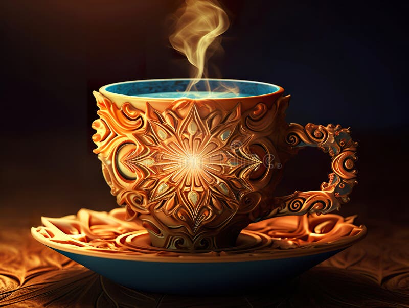 Ceramic Hot Coffee Mug with Fractal Geometry Stock Illustration ...