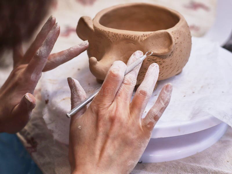 Ceramic Items are Made in Hand. a Bowl Stock Image - Image of human ...