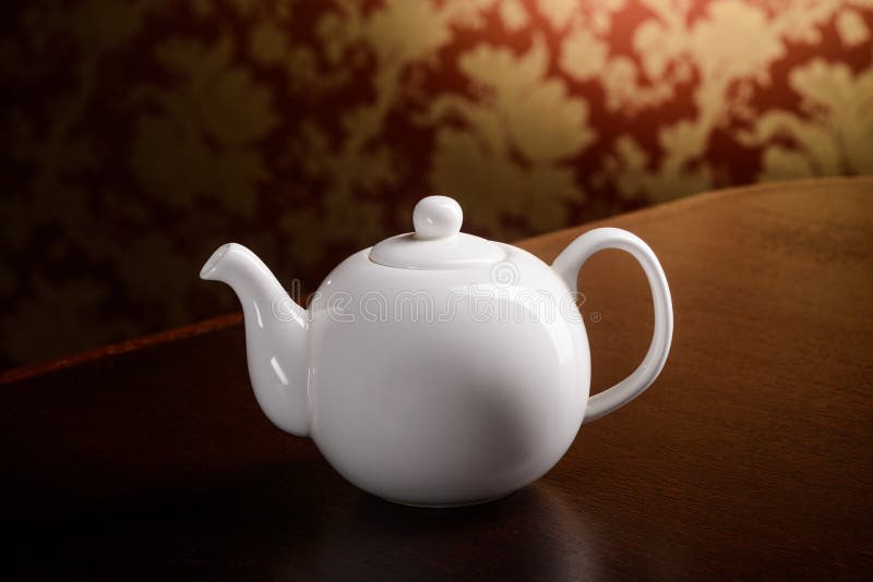 Ceramic Kettle on the Wooden Table Stock Image - Image of cuisine ...