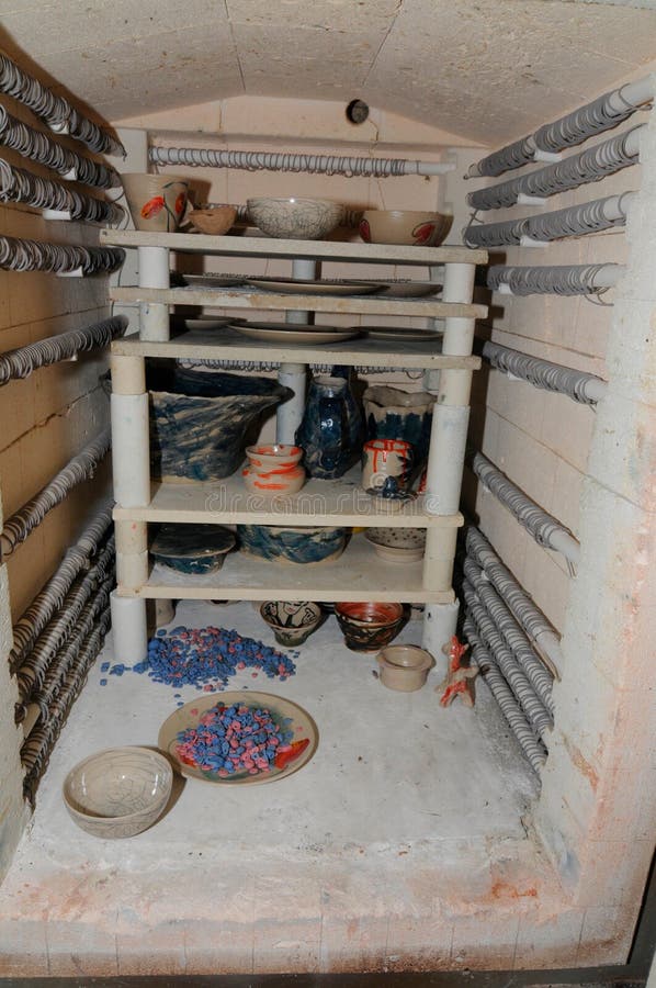 Ceramic Kiln Filled with Pottery Stock Image - Image of working ...
