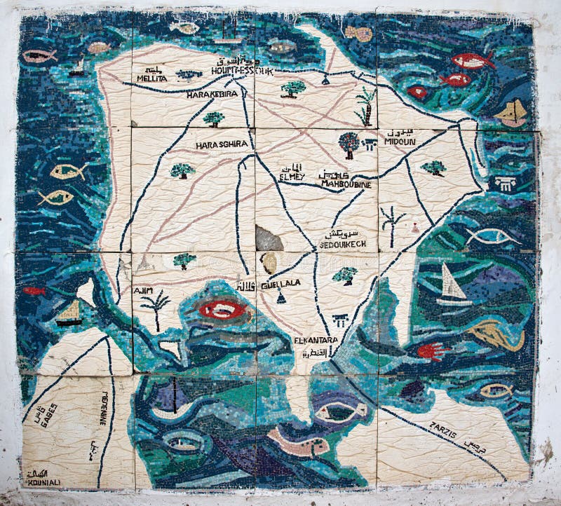 Ceramic map of Djerba stock image. Image of tunisia, djerba - 46641201