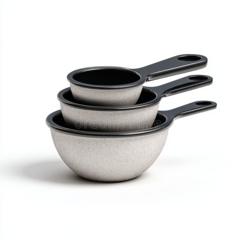 Ceramic Measuring Cups, 3D Render, Isolated on a White Background Stock ...