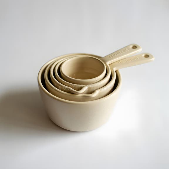 Ceramic Measuring Cups Set Nested on White Stock Illustration ...