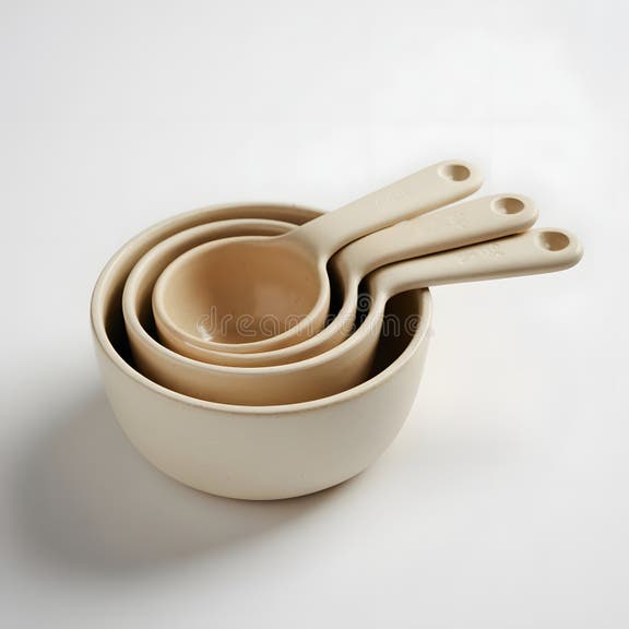 Ceramic Measuring Cups Set Nested on White Stock Illustration ...