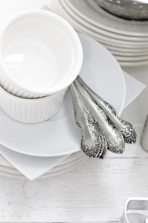 Ceramic and metal dishes stock image. Image of dishware - 15128477
