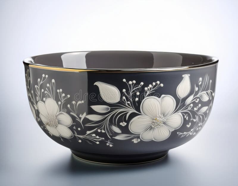 A Ceramic Mixing Bowl with a Hand-painted Floral Design Stock ...