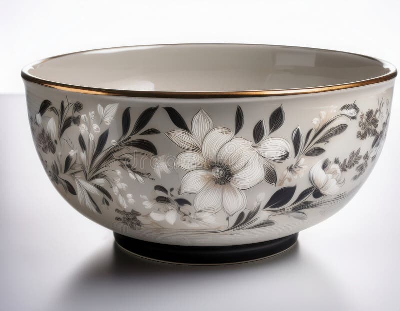 A Ceramic Mixing Bowl with a Hand-painted Floral Design Stock ...